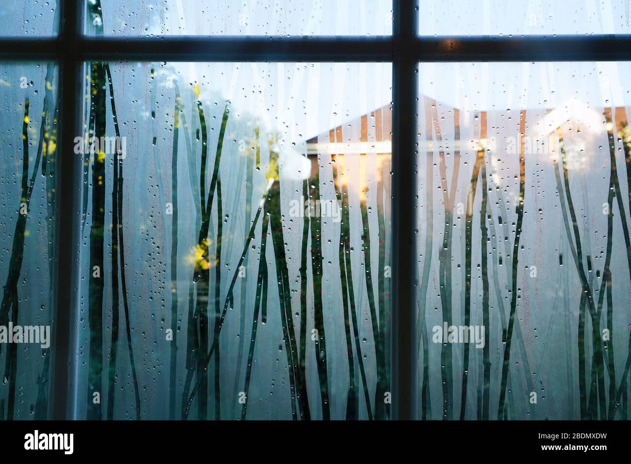 Look through the window of the rain the weather clears villa Stock ...
