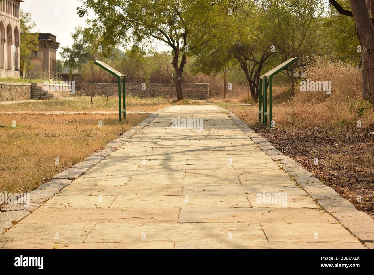 The Stone block walk path in the park/garden stock photograph image ...
