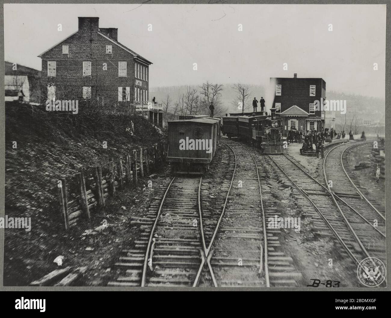 Hanover Junction Pennsylvania, 1863, railroad yards. Detail of tracks ...