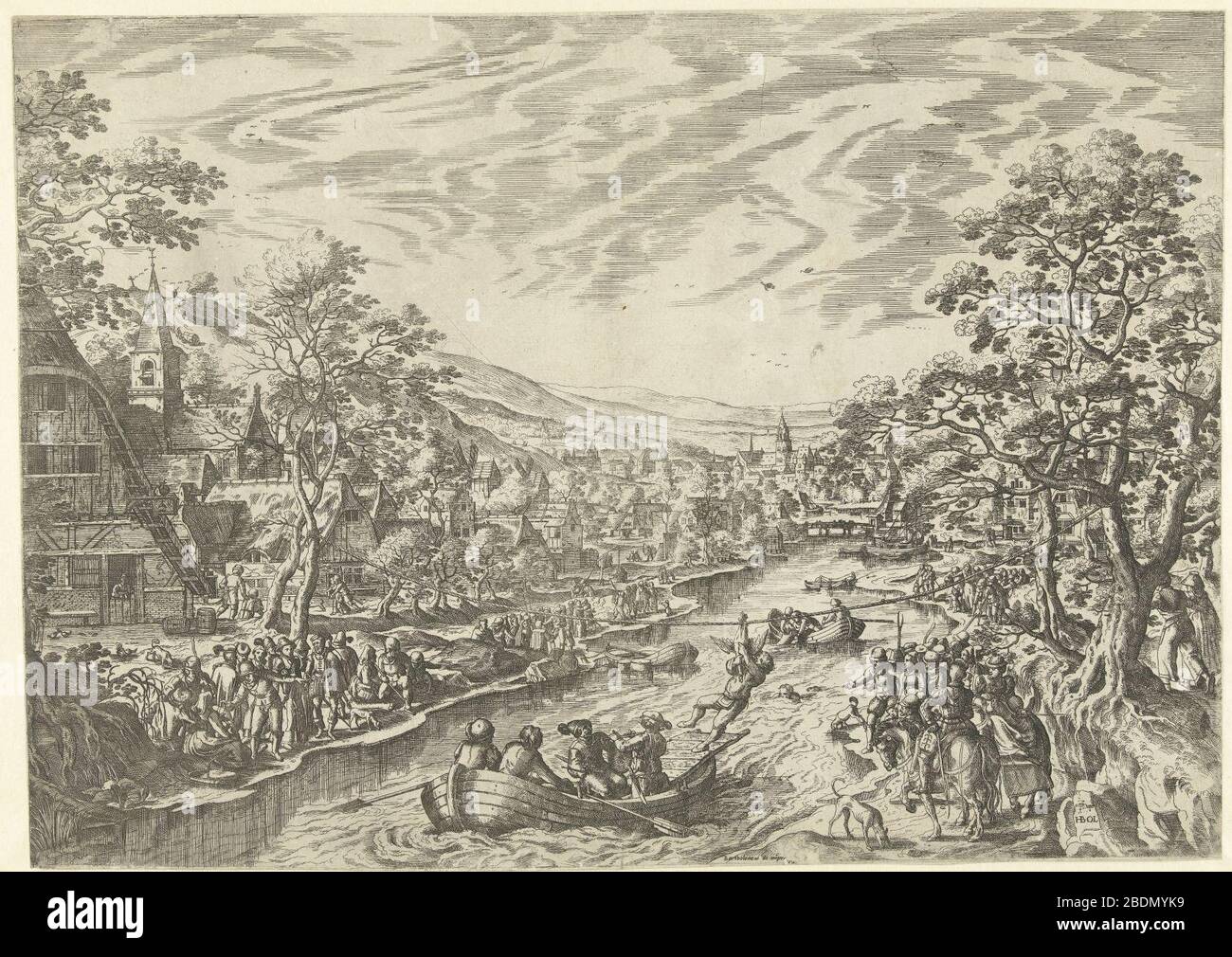 Hans Bol - The pulling of the goose Stock Photo - Alamy