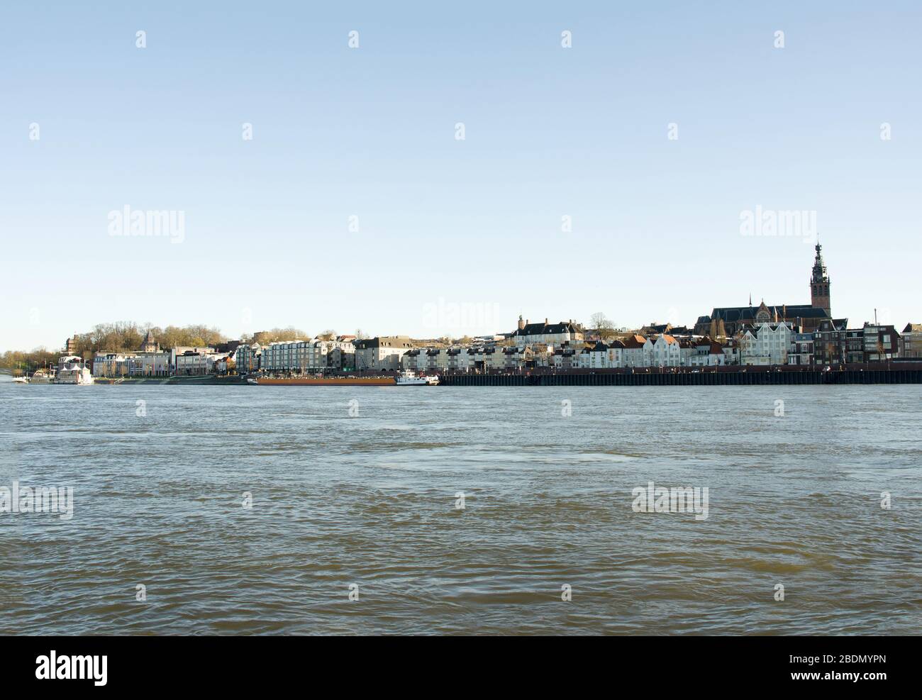 Cityscape of the city of Nijmegen with the Stevenskerk church at the ...