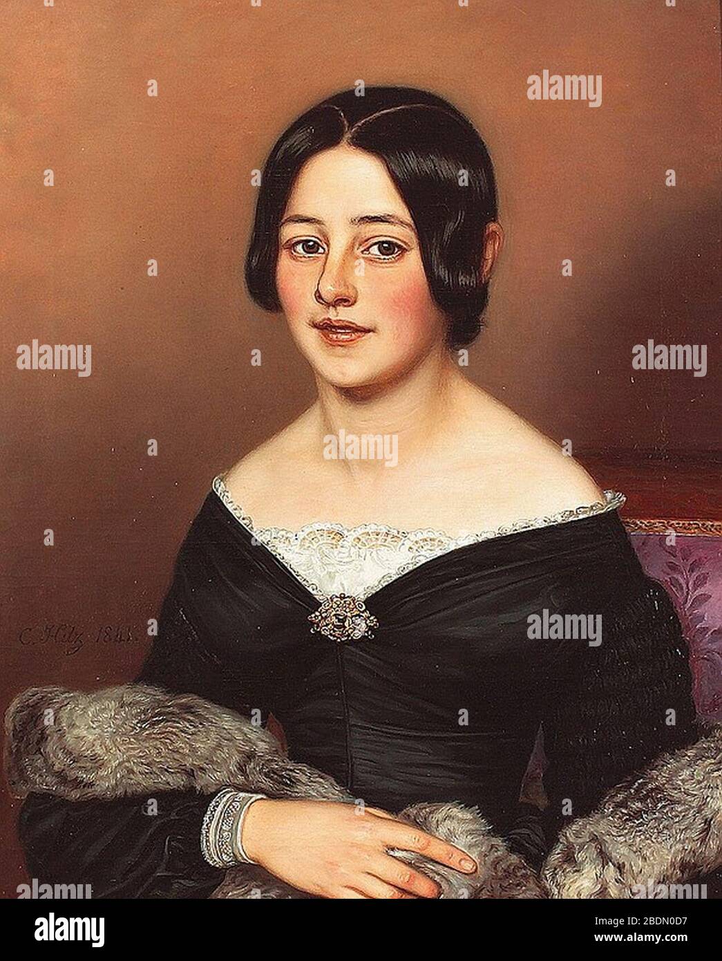 Hans Conrad Hitz - Porträt einer eleganten jungen Dame 1841 Stock Photo ...