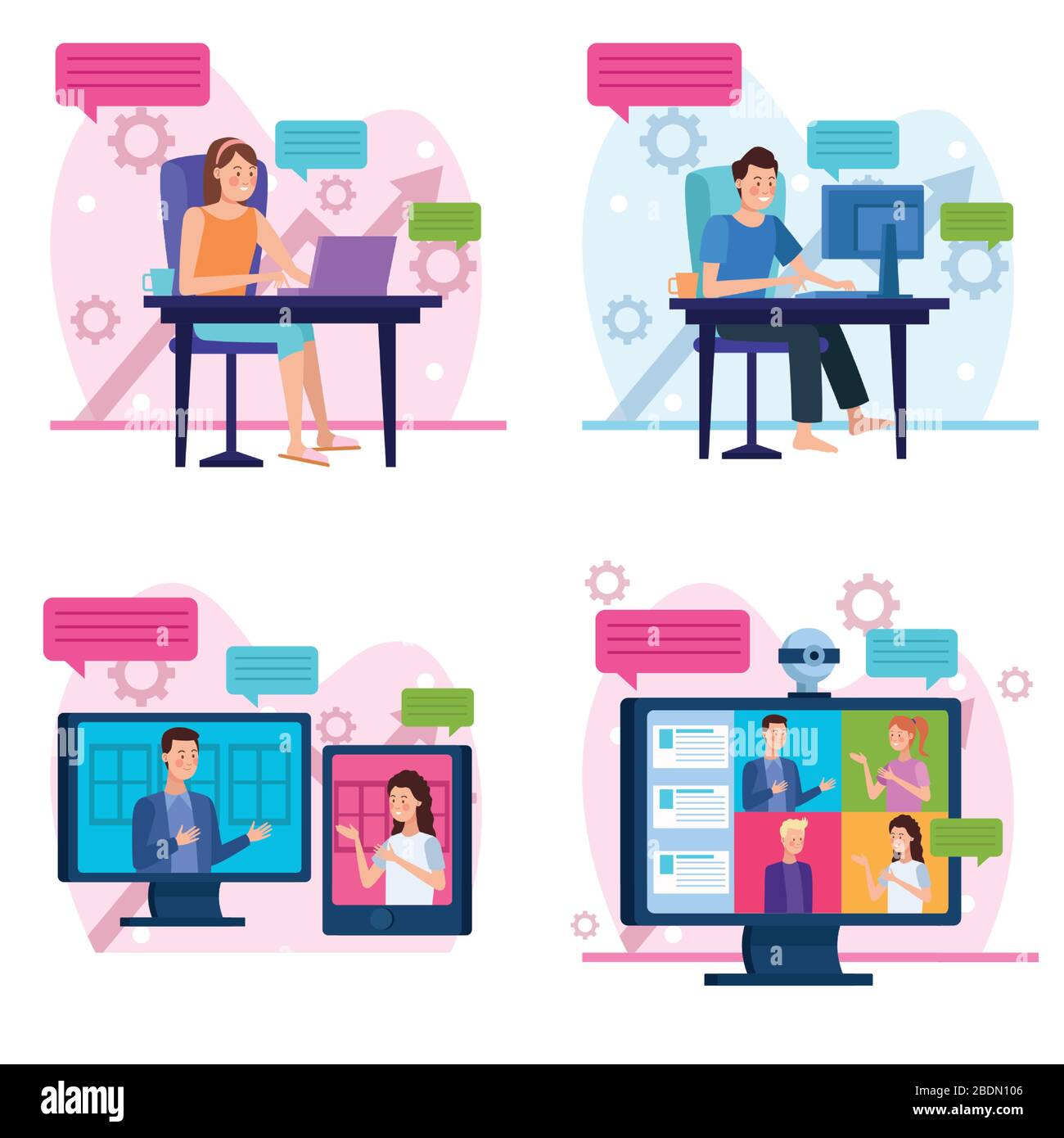 business people in meeting online reunion Stock Vector Image & Art - Alamy