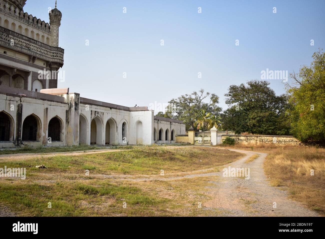 Empty dirty Pathway in Old Ancient Fort Background stock photograph ...