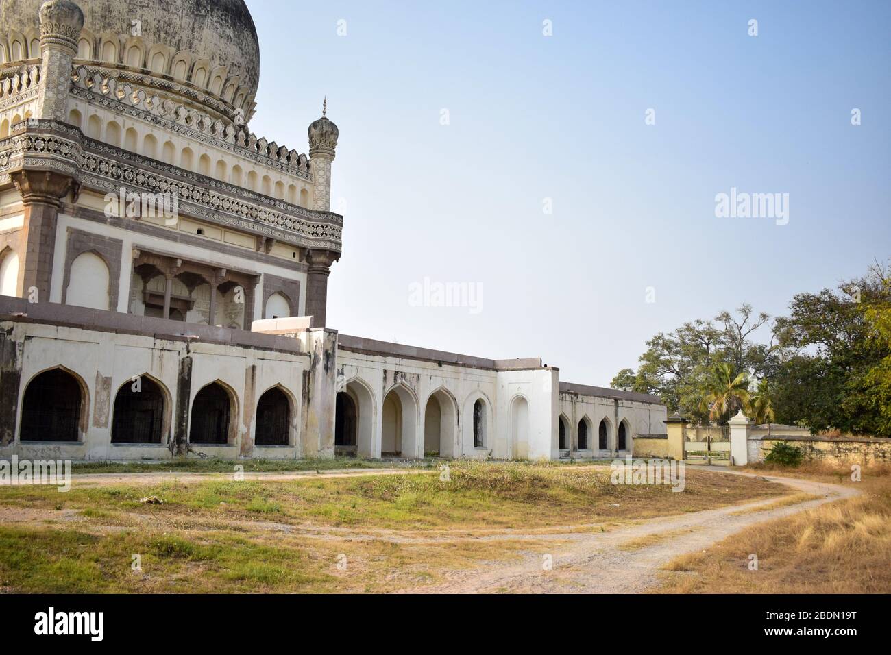 Empty dirty Pathway in Old Ancient Fort Background stock photograph ...