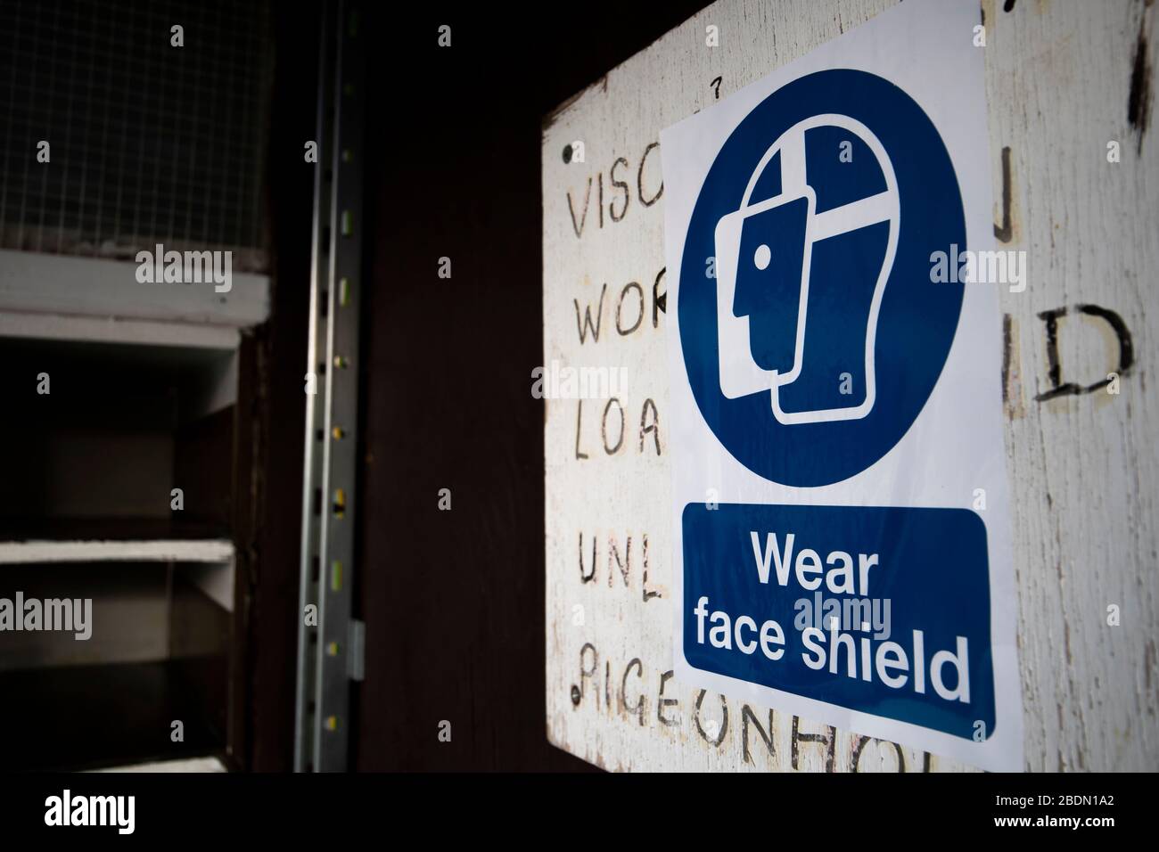 Mandatory construction health and safety wear face shield sign Stock ...