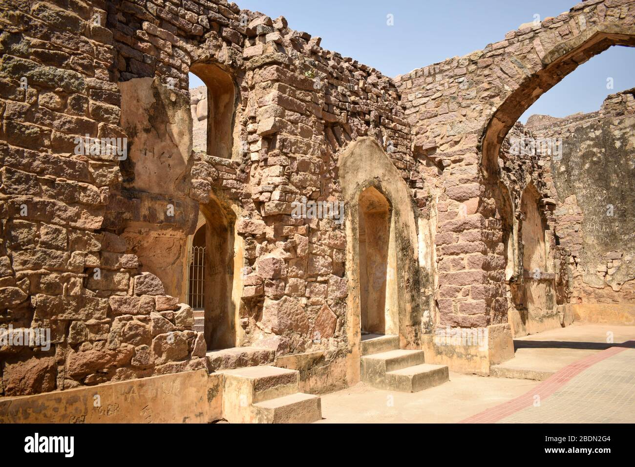 Dirty Pathway In Historical Fort. Dirty Road view Background stock ...