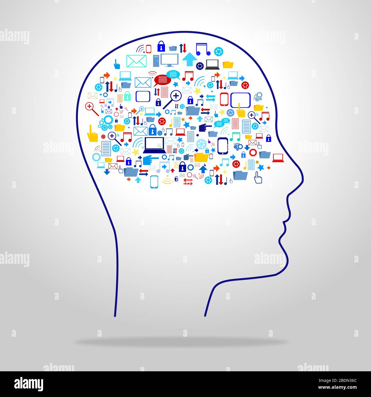 Head shape/ thinking concept - illustration Stock Photo - Alamy