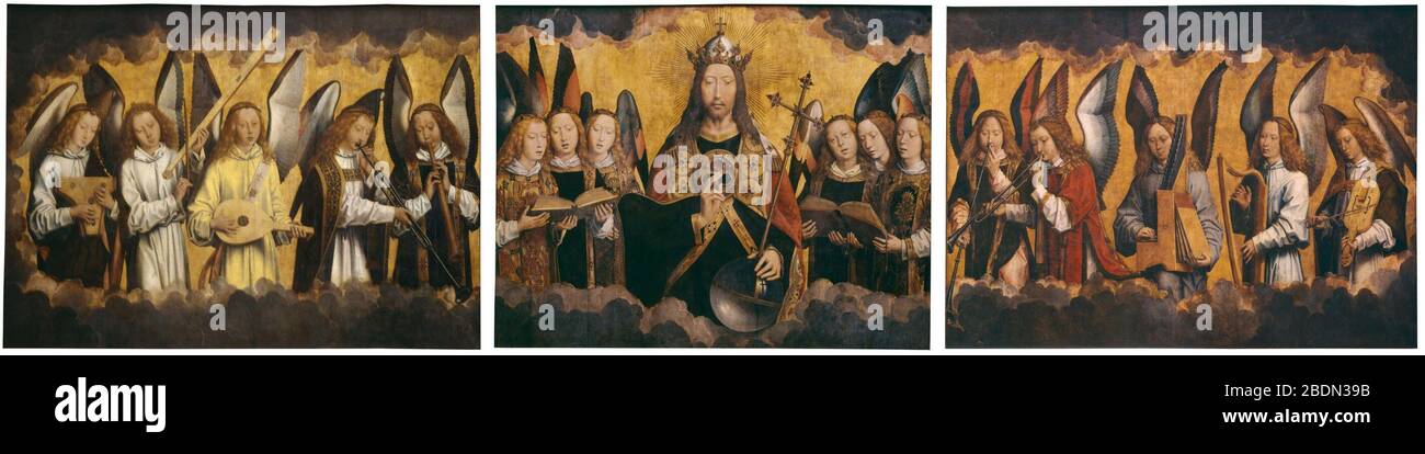 Hans Memling - Christ with Singing and Music-Making Angels Stock Photo ...