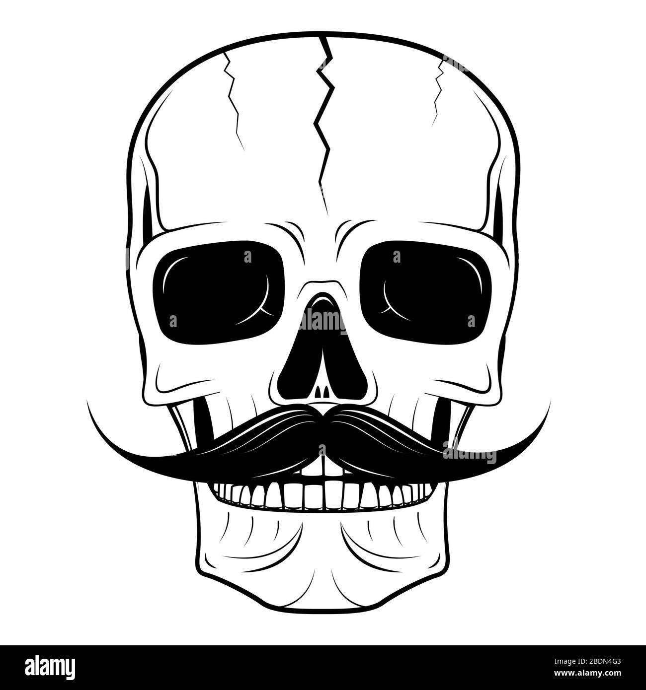 Skull illustration - moustache Stock Photo - Alamy