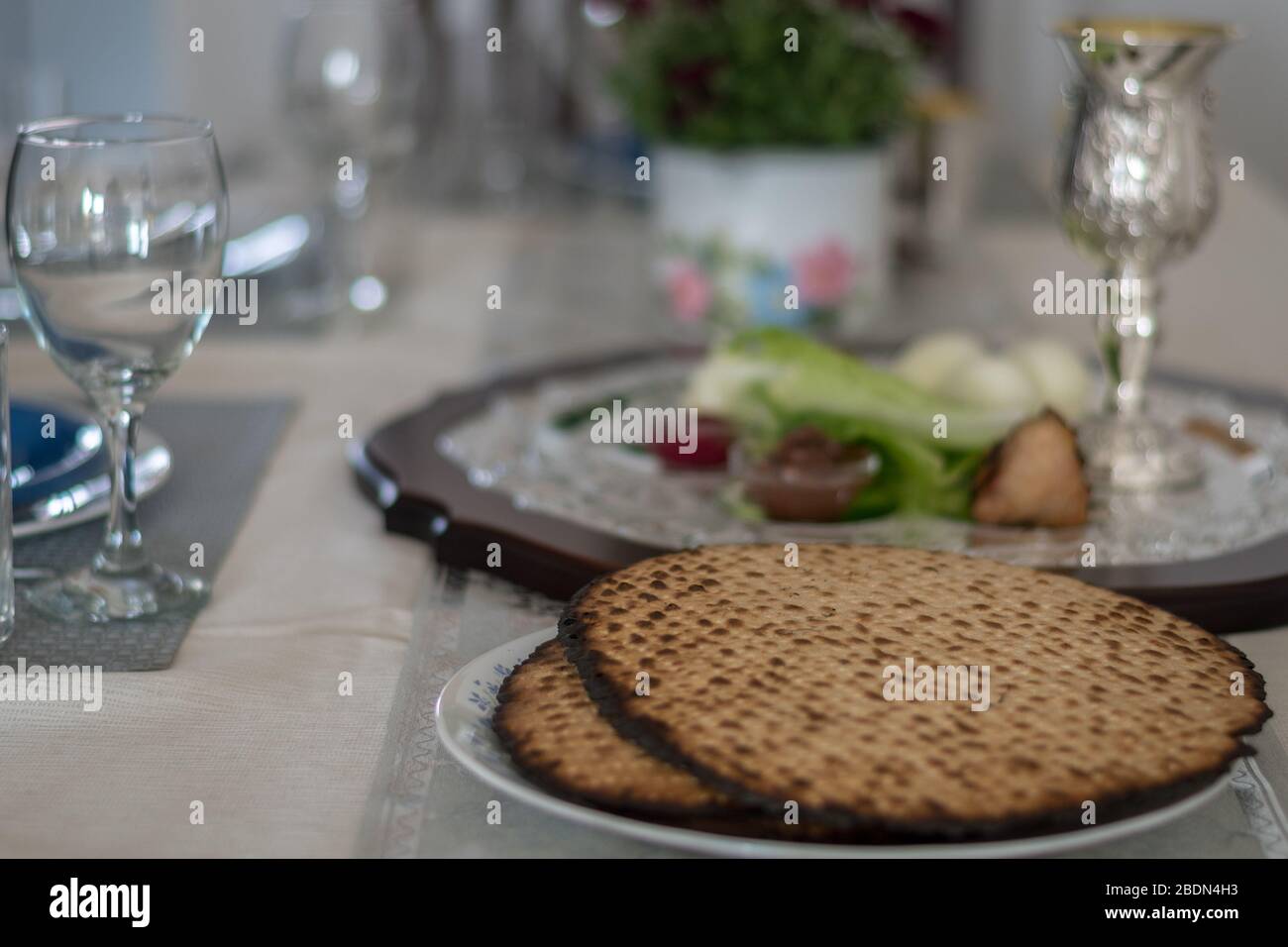 Isolated Close up of the traditional Jewish Passover table for the ...