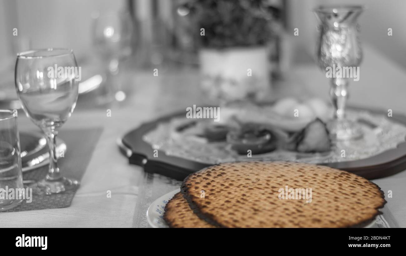Isolated Close up of the traditional Jewish Passover table for the ...