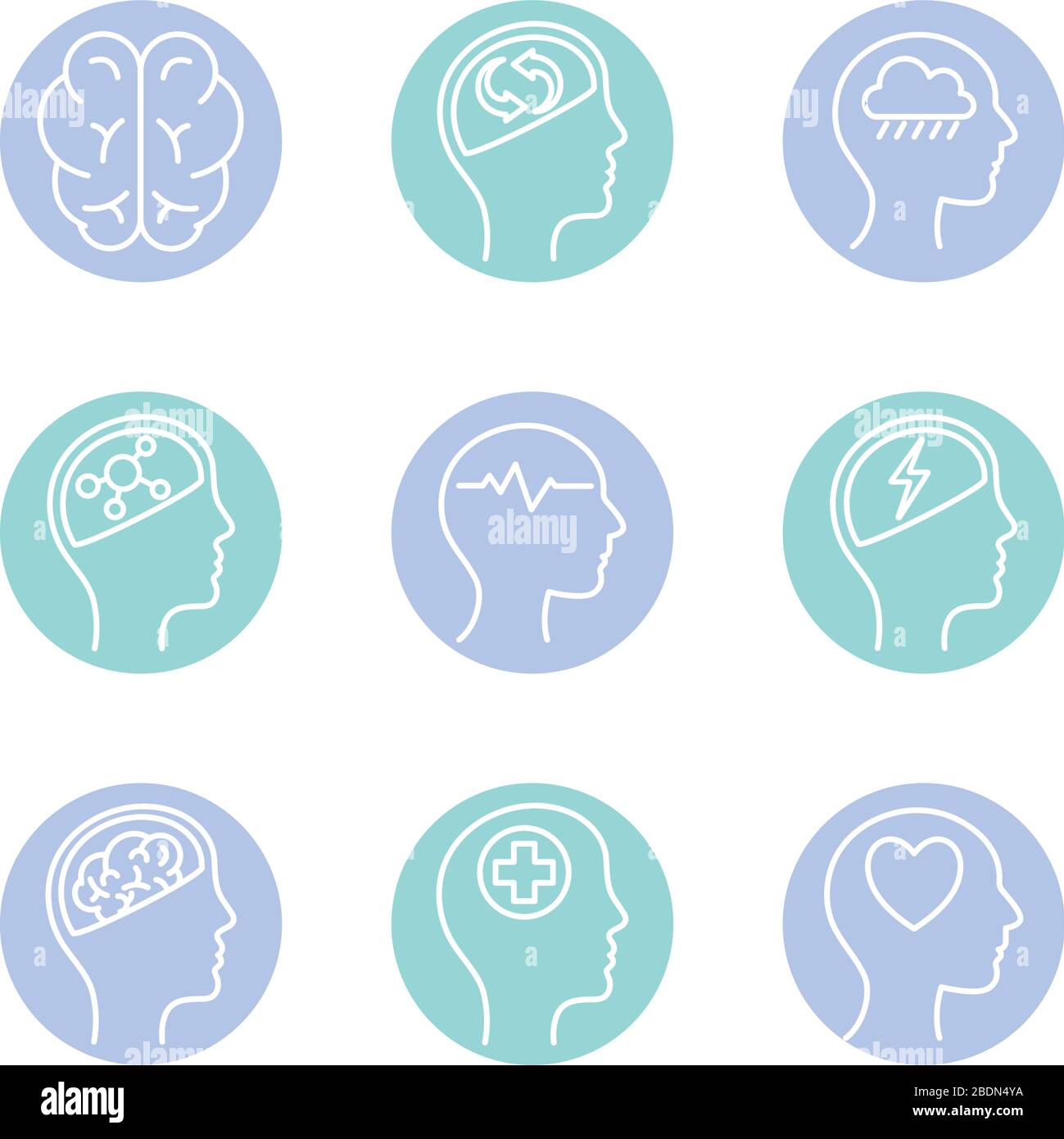 Mental health block style icon set vector design Stock Vector Image ...