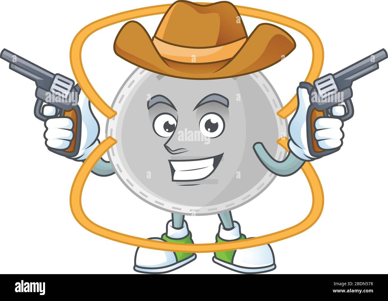 A cowboy cartoon character of N95 mask holding guns Stock Vector Image ...