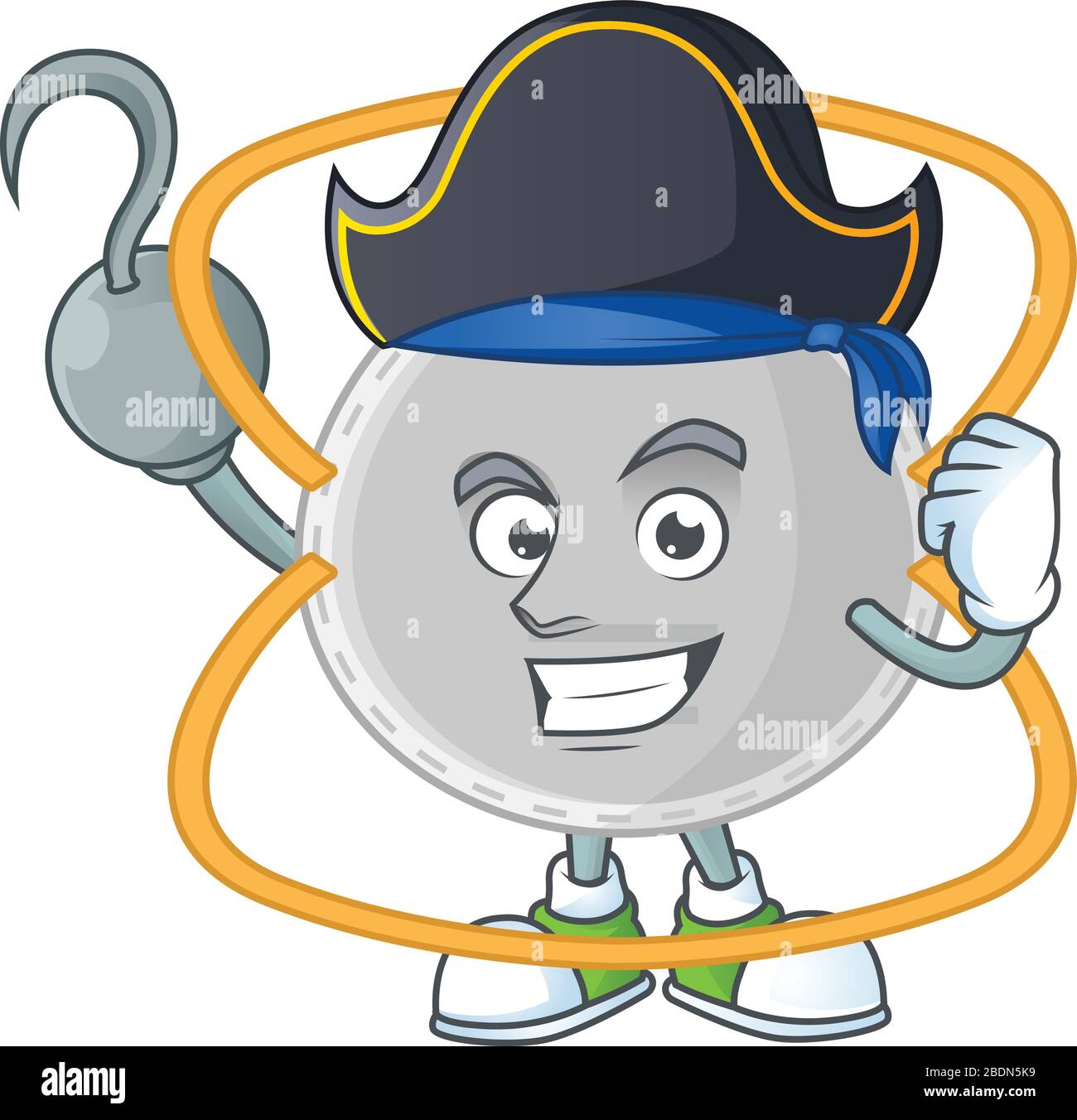 Cool pirate of N95 mask cartoon design style with one hook hand Stock ...