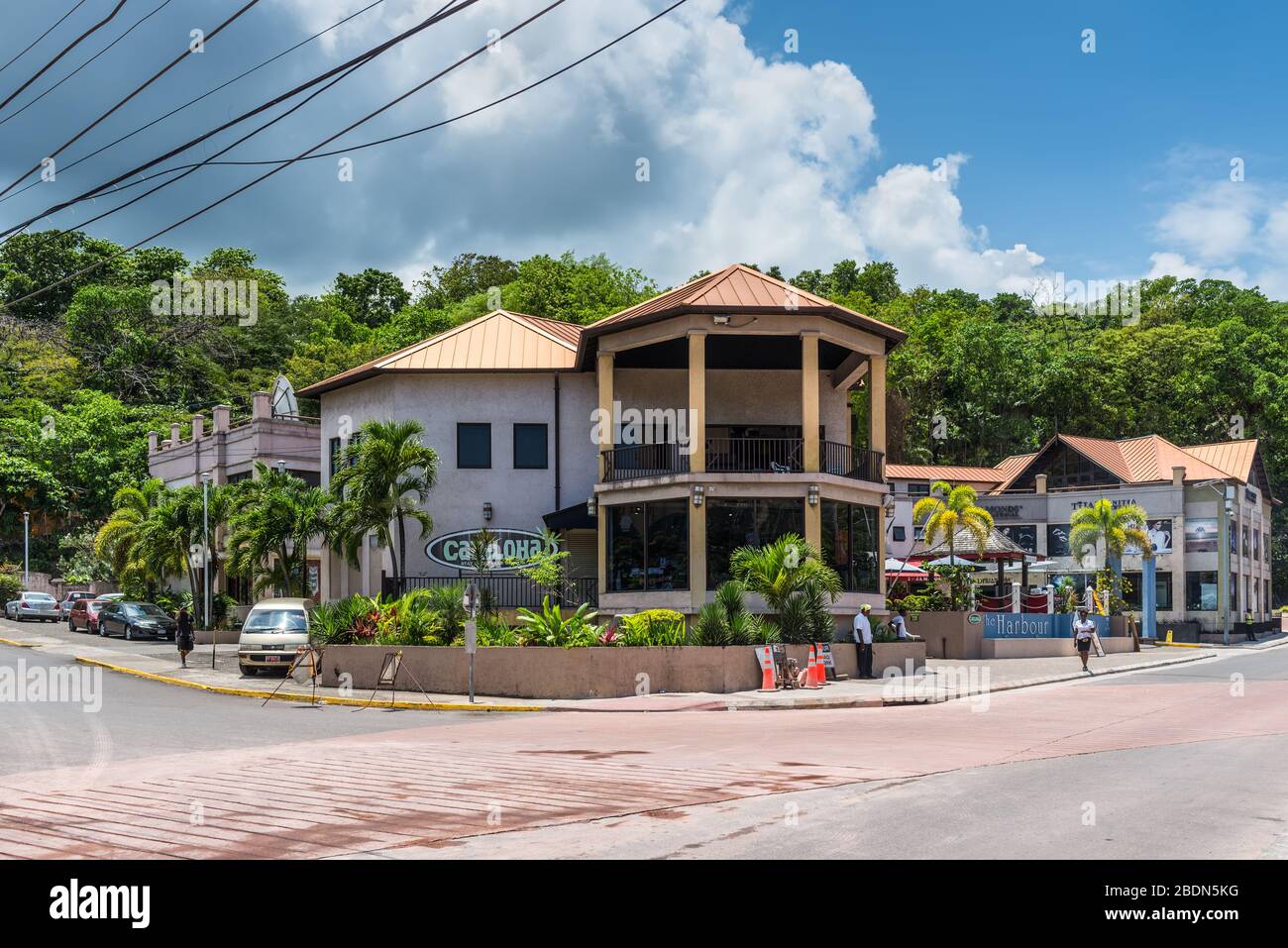 Ocho Rios, Jamaica - April 22, 2019: Ocho Rios Street view at day with ...