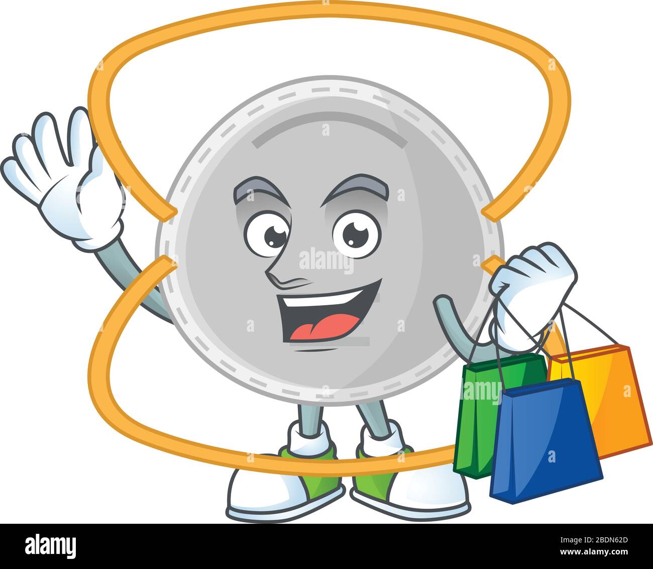 cartoon character concept of rich N95 mask with shopping bags Stock ...