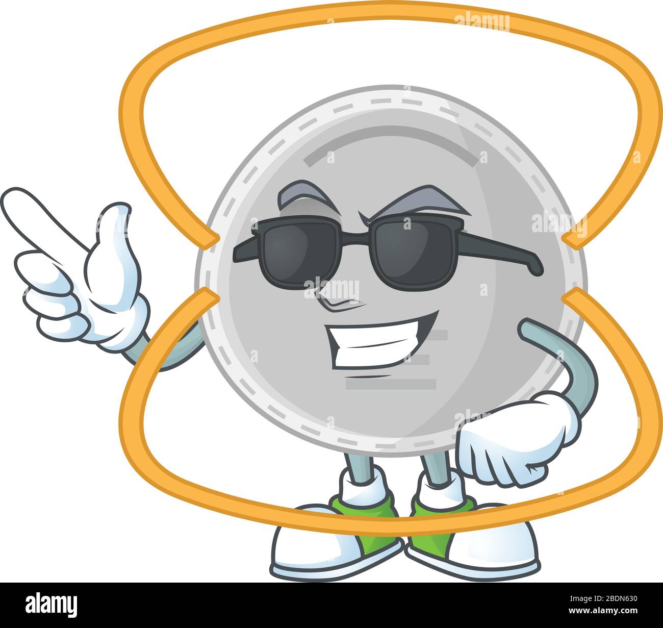 Super cute N95 mask cartoon character wearing black glasses Stock ...