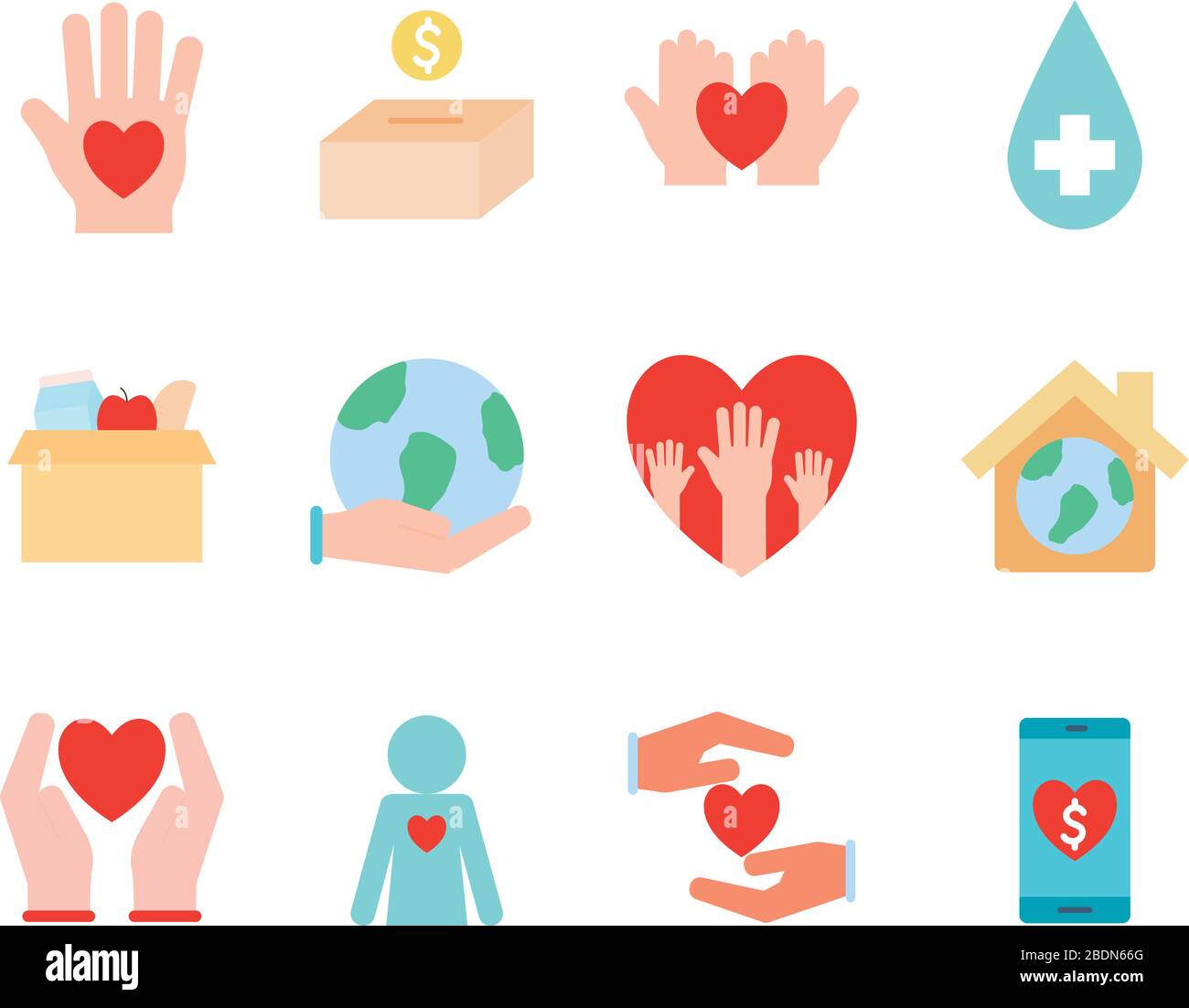 Humanity help flat style icon set vector design Stock Vector Image ...
