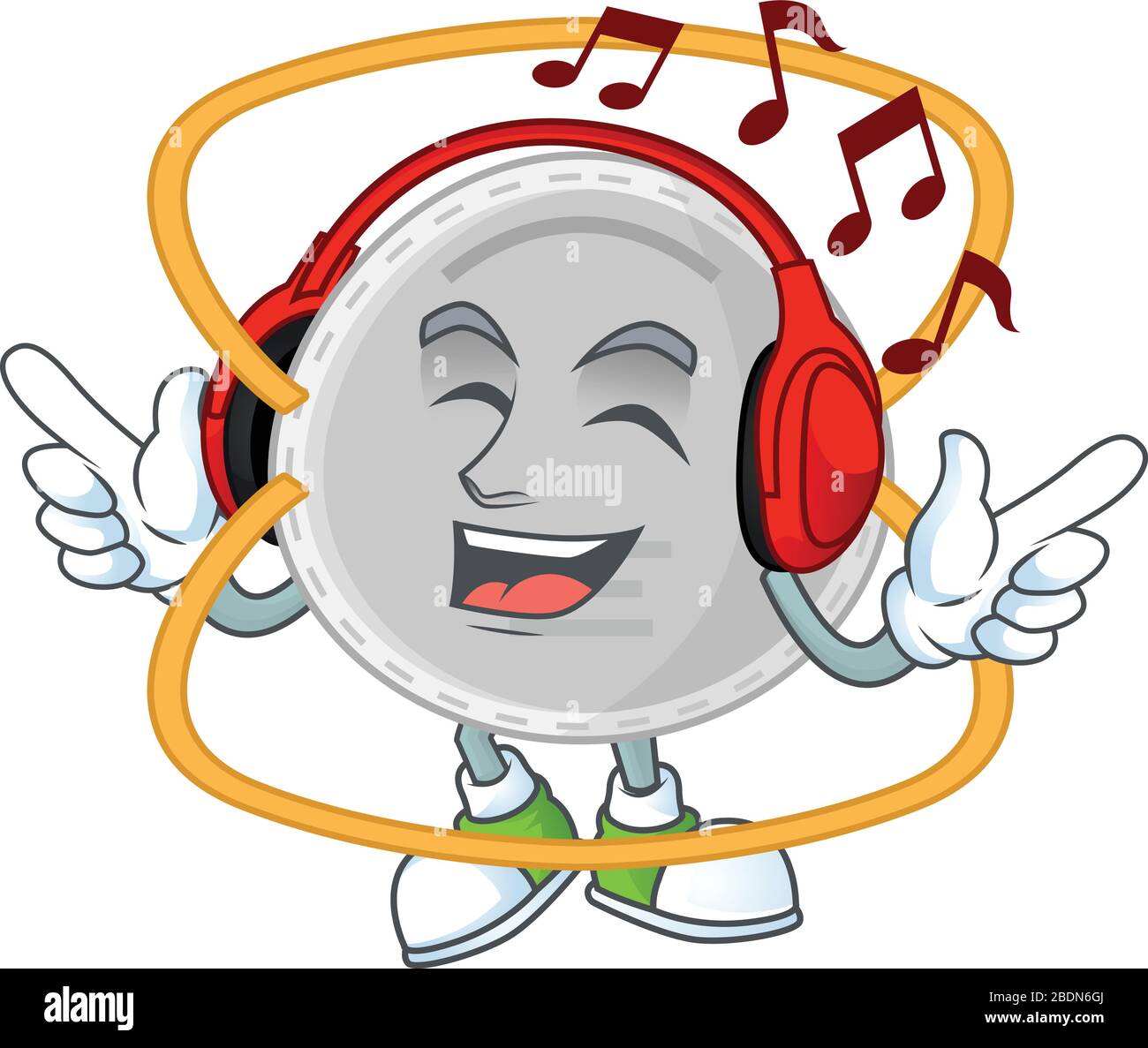 Cartoon mascot design N95 mask enjoying music with headset Stock Vector ...