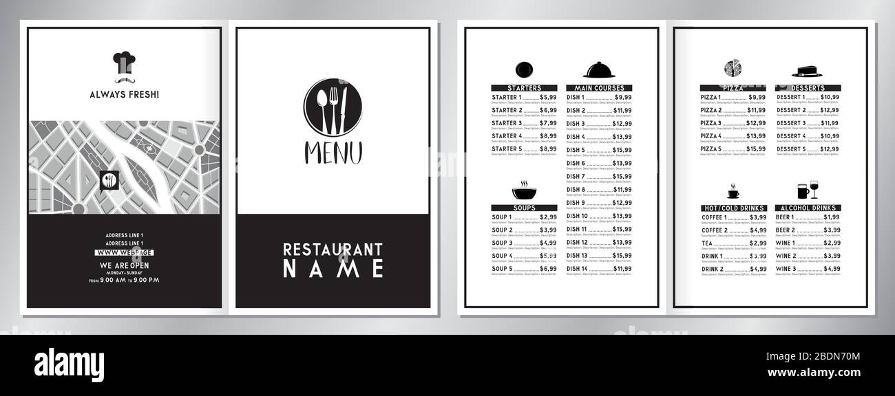 Vintage/ retro restaurant menu template - (starters, soups, main ...