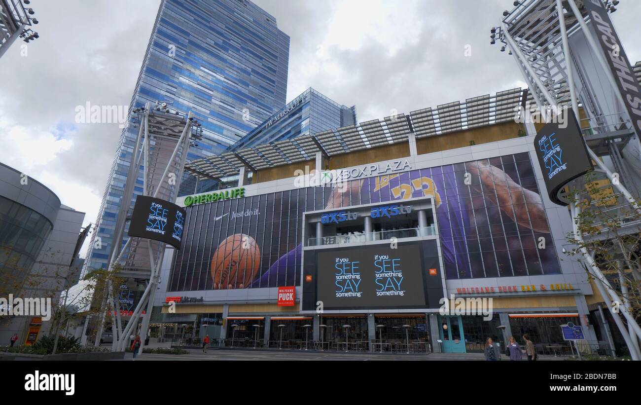 Modern buildings at Microsoft theater in Los Angeles downtown ...