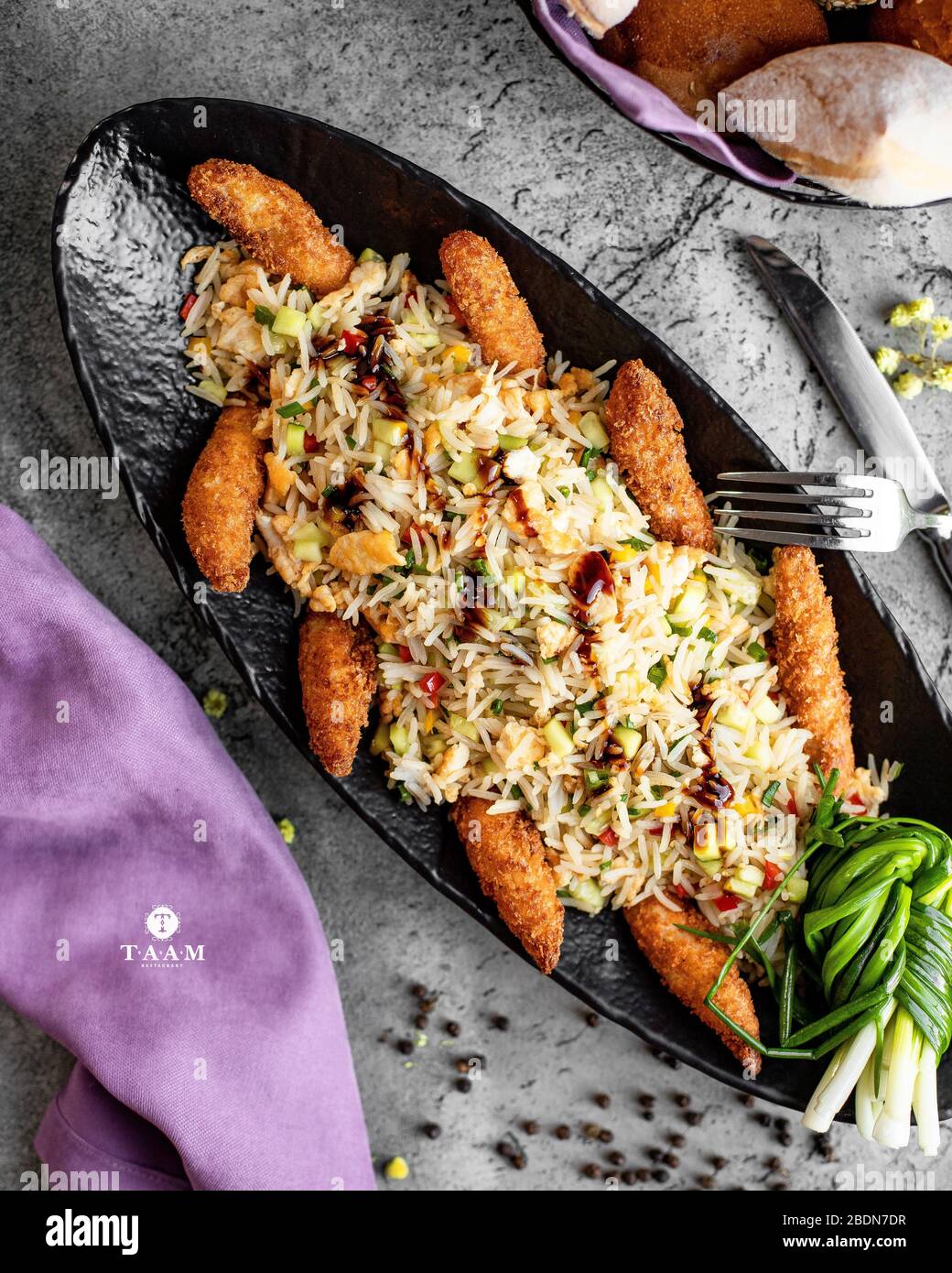 American fried rice with chicken wings hi-res stock photography and ...