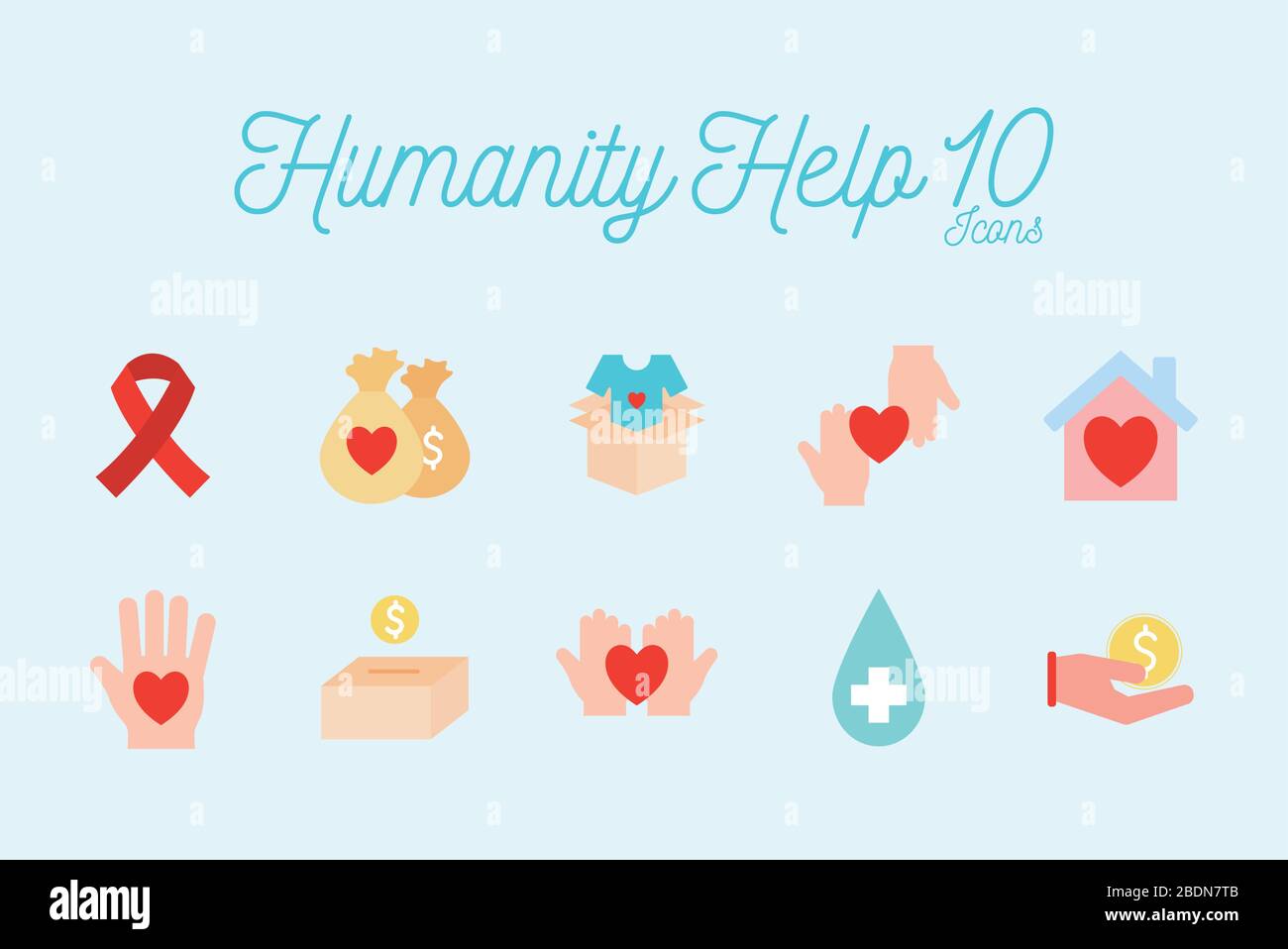 10 Humanity help flat style icon set vector design Stock Vector Image ...