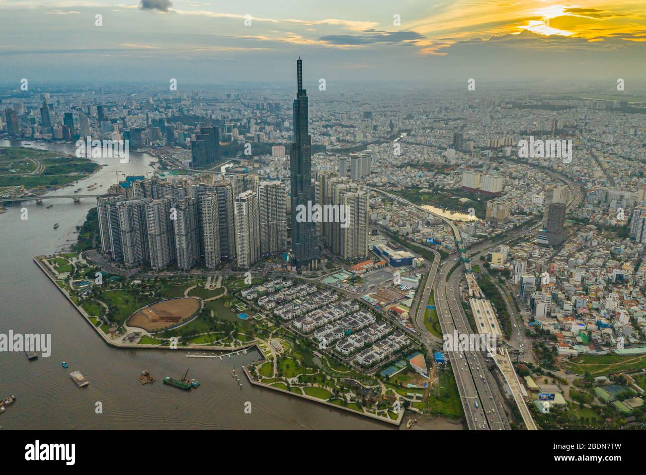 Aerial cityscape scenery of Ho Chi Minh city at sunset Stock Photo - Alamy