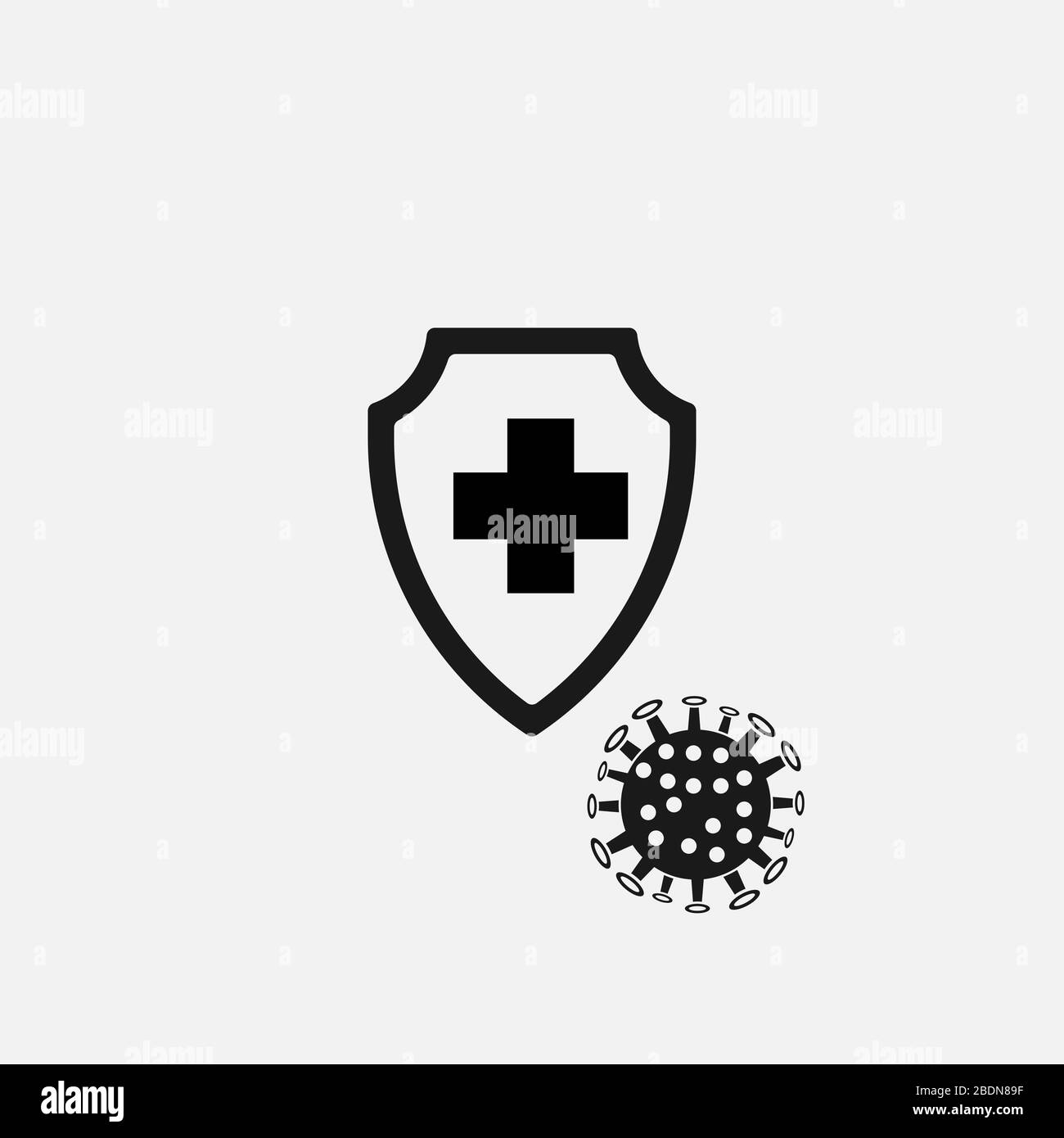 Coronavirus 2019 nCov with shield protection from the virus icon. Virus ...