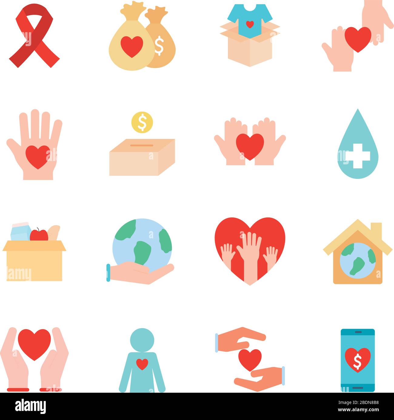 Humanity help flat style icon set vector design Stock Vector Image ...