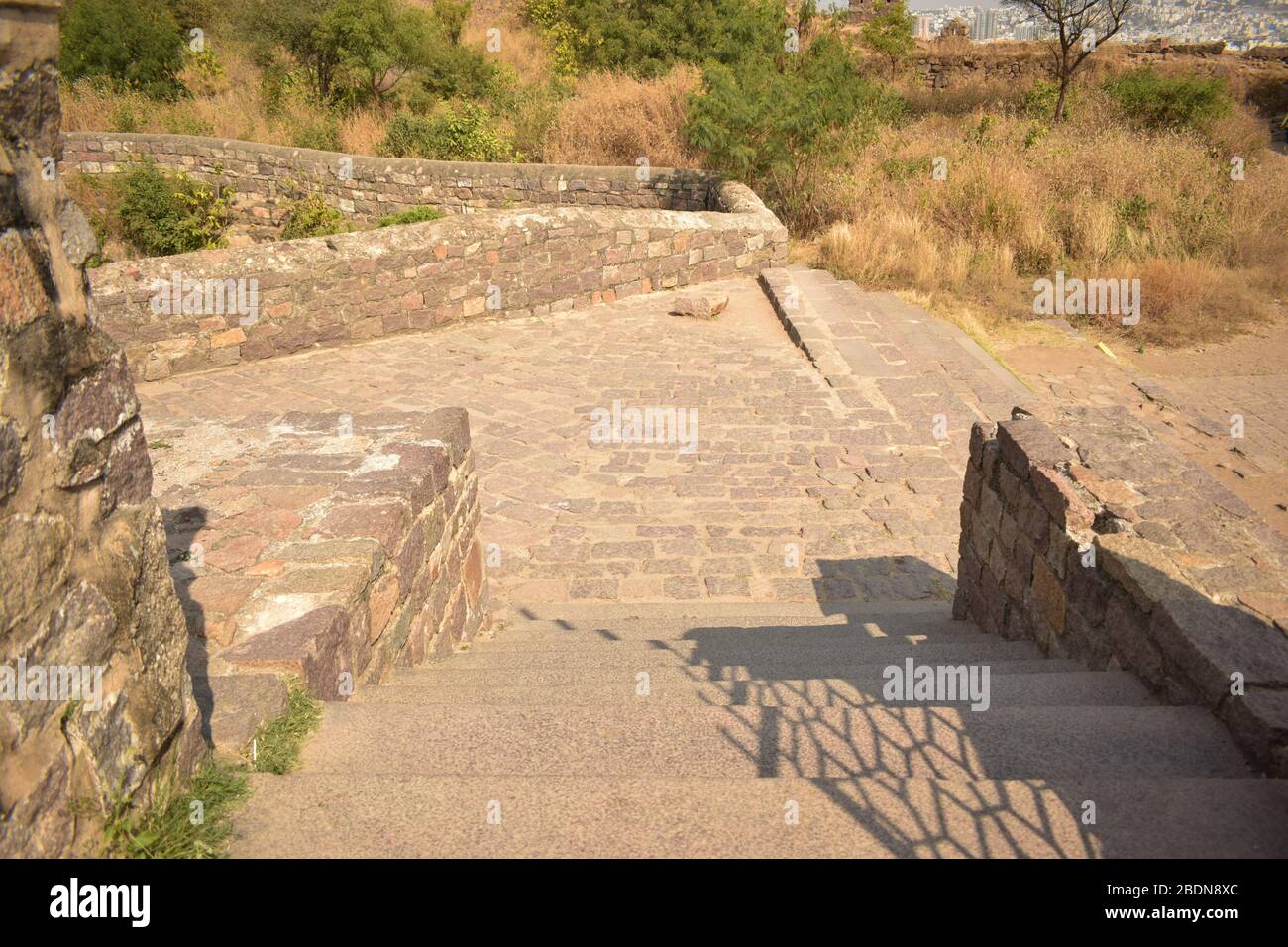 The Stone block Steps walk path in the park/Fort stock photograph image ...