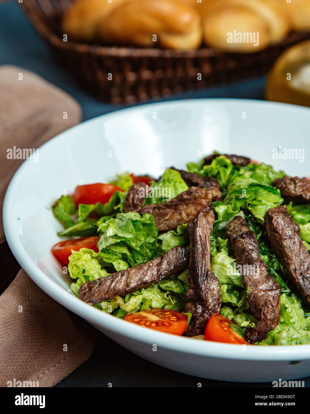 vegetable salad with pieces of meat Stock Photo - Alamy