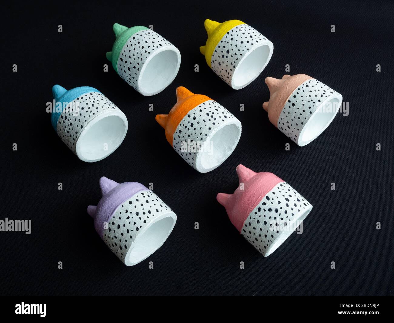 Cactus pot. Concrete pot. Empty colorful cute small concrete planters ...