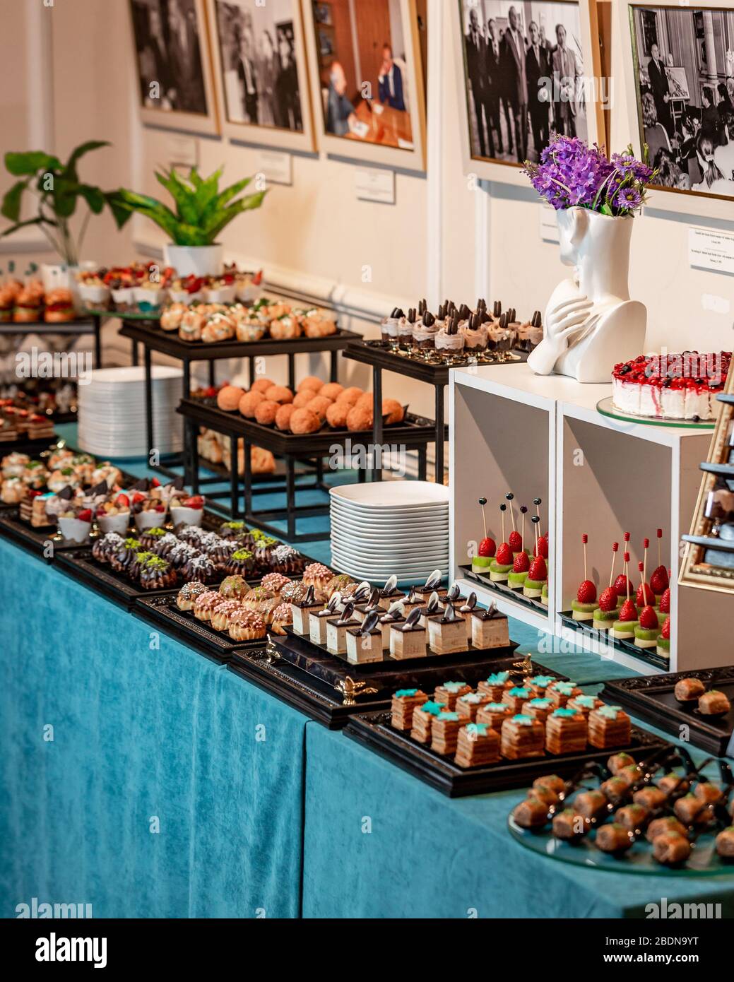 Festive buffet food woman hi-res stock photography and images - Alamy