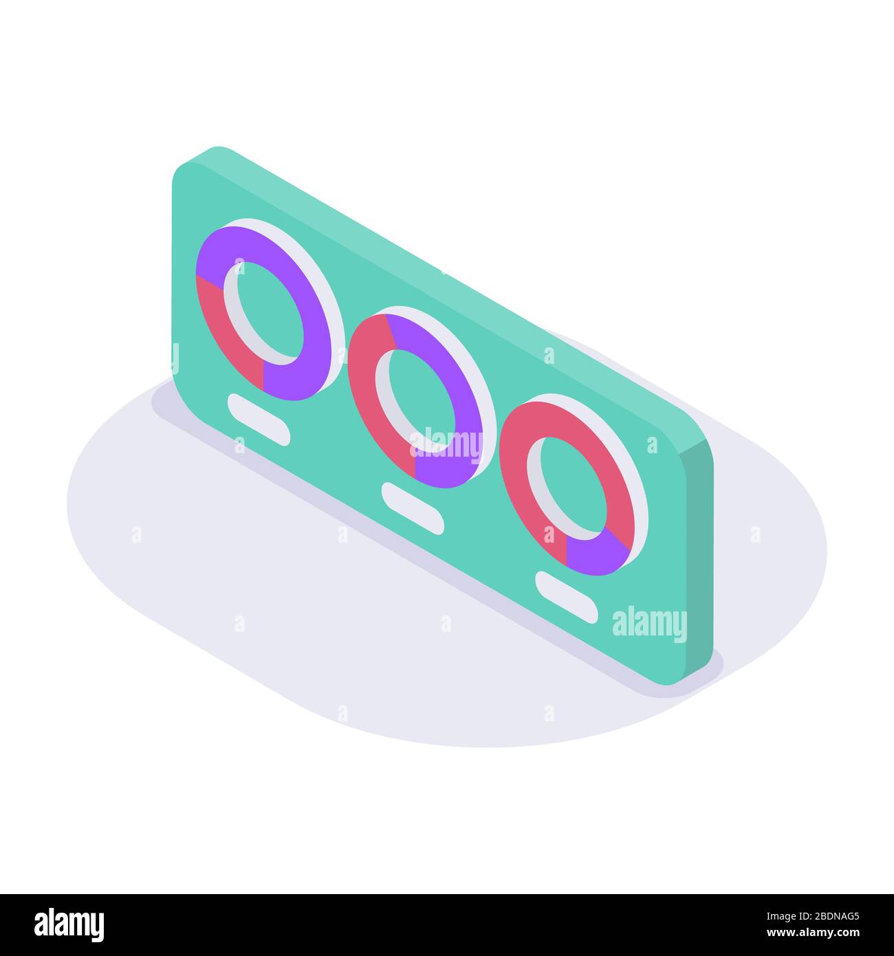 circle graph chart isometric icon with modern flat style color vector ...