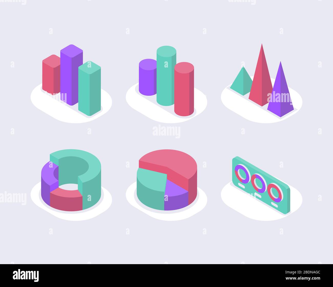 modern business graph and chart set collection isometric icon with ...