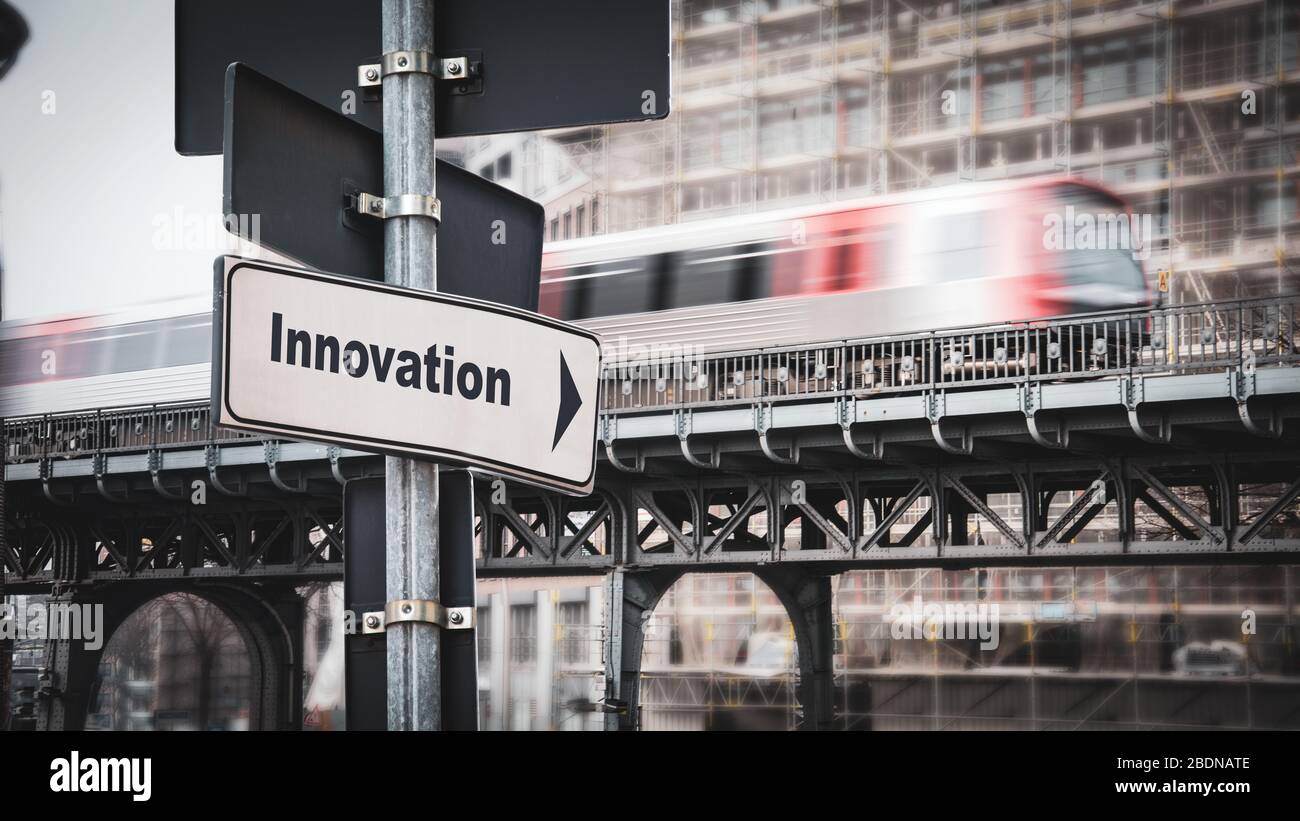 Street Sign the Direction Way to Innovation Stock Photo - Alamy