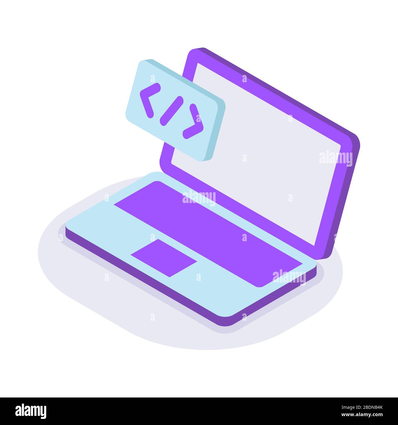 laptop programming isometric icon with modern flat style color vector ...