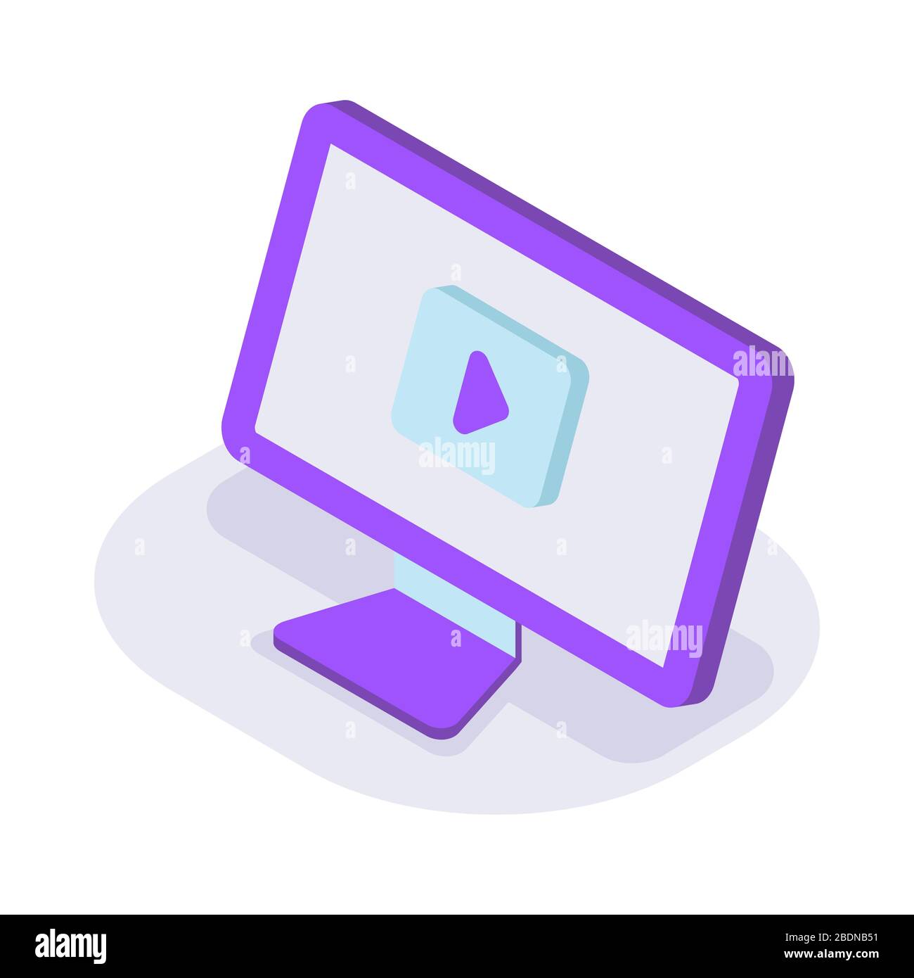 computer desktop monitor isometric icon with modern flat style color ...