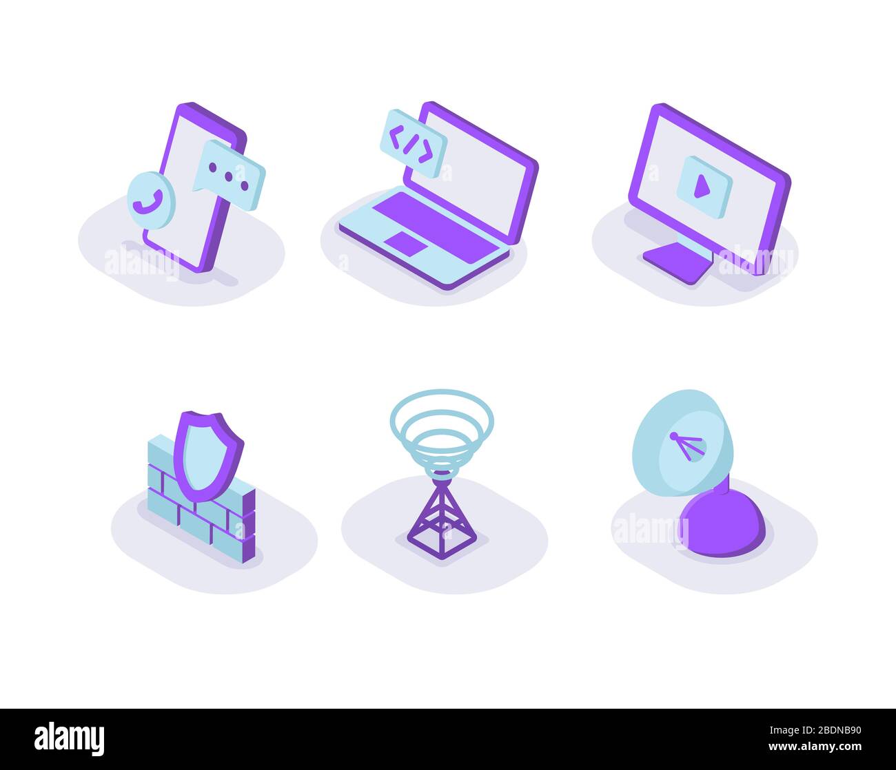 technology computer internet isometric icon with modern flat style ...