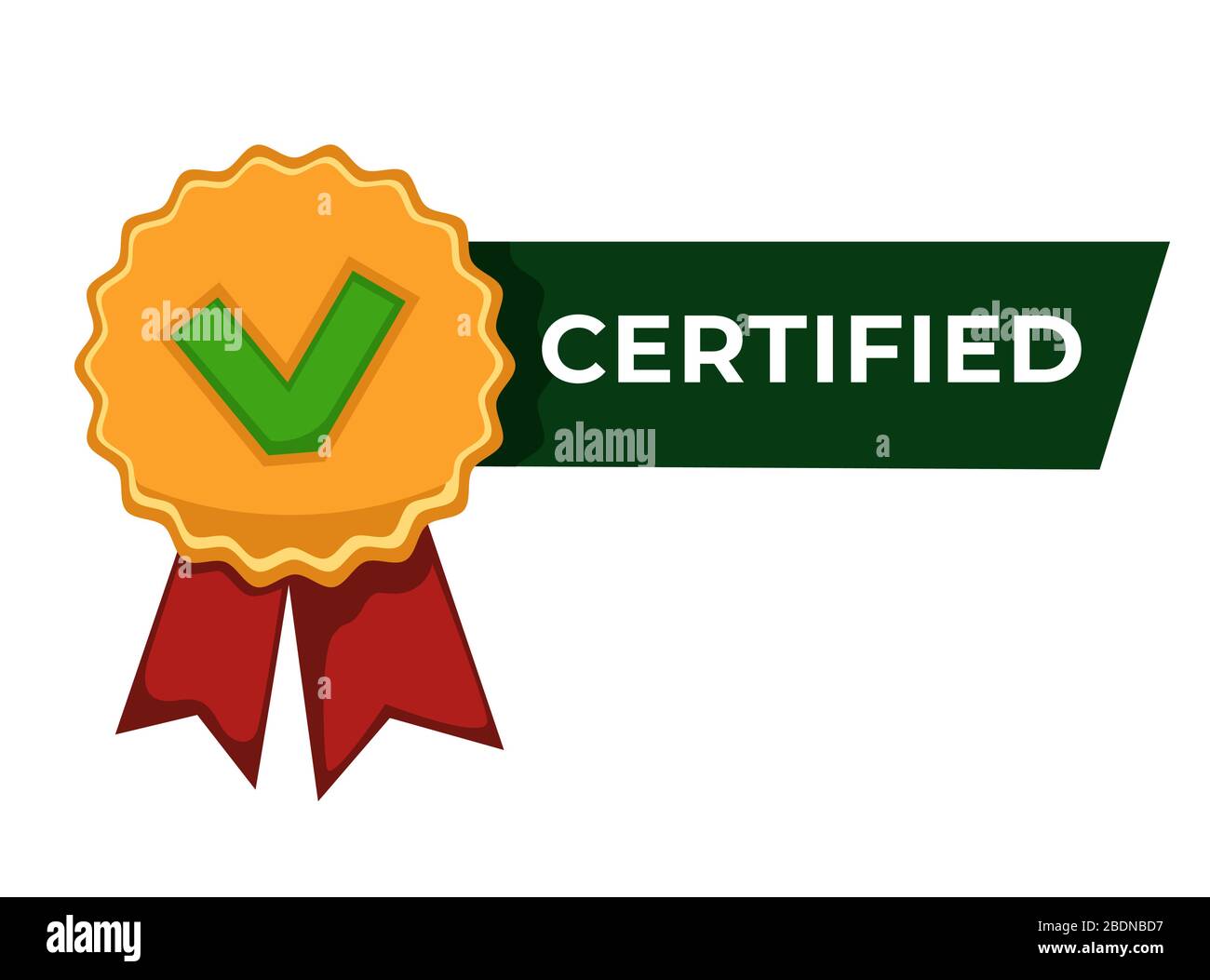 Quality Icon Certified Check Mark Ribbon Label Vector Verified Square