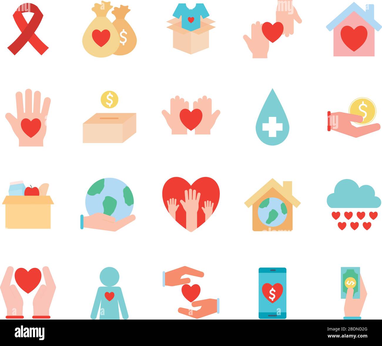 Humanity help flat style icon set vector design Stock Vector Image ...