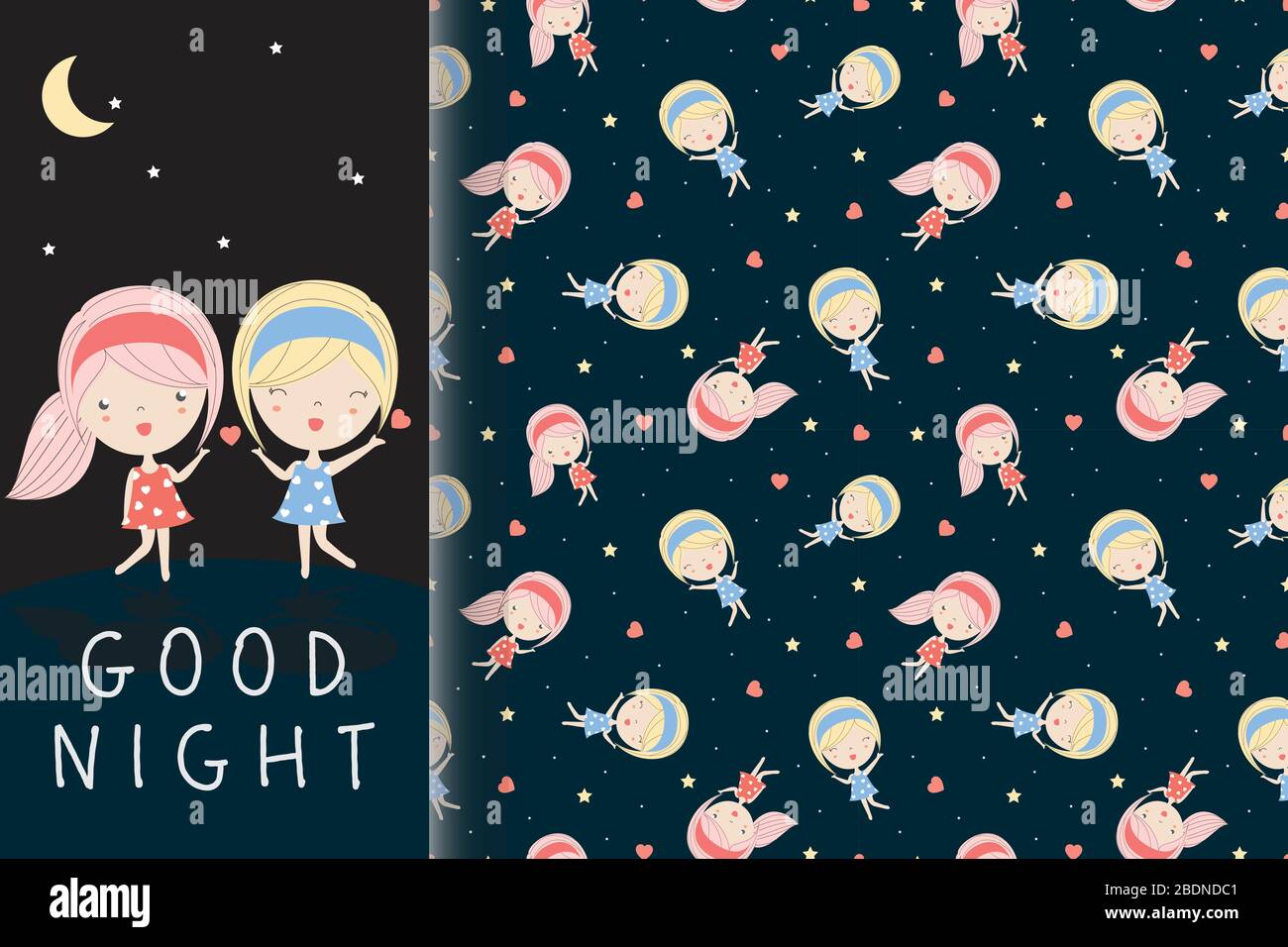 Cute Girl childish pattern in the pastel backdrop. Creative pattern ...