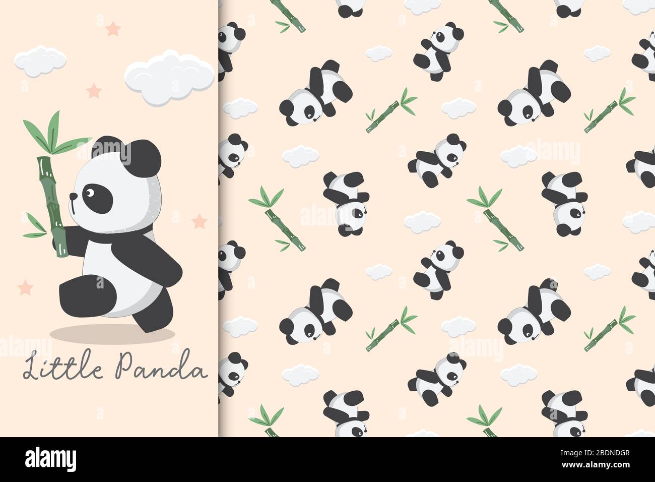 Seamless pattern with panda and bamboo.Creative nursery background ...