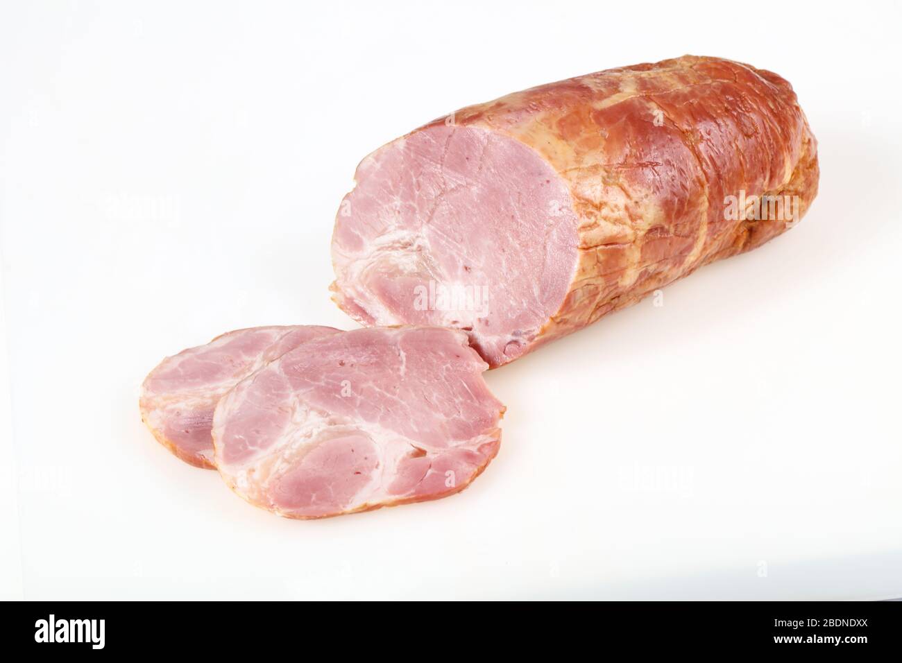Tasty Ham over white background isolated Stock Photo - Alamy