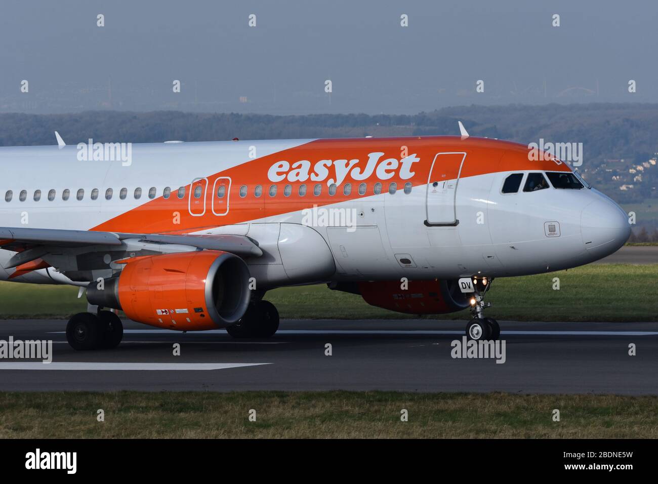 An easyJet aeroplane on the ground / runway at Bristol Airport ...