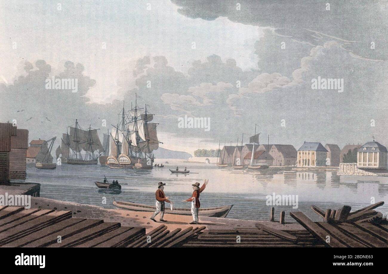 Harbour of Christiania (JW Edy plate 50 Stock Photo - Alamy