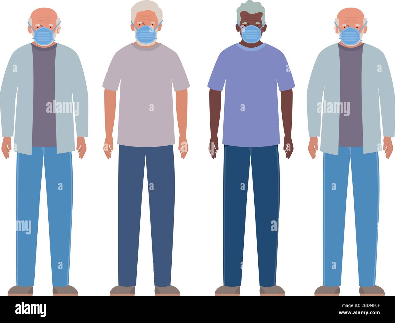 Elder men with masks against Covid 19 vector design Stock Vector Image ...