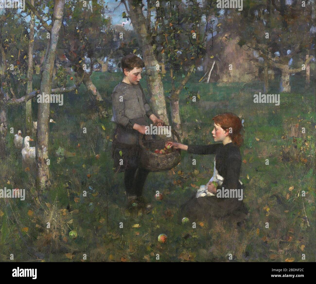 James Guthrie - In the Orchard, 1885-86 Stock Photo - Alamy